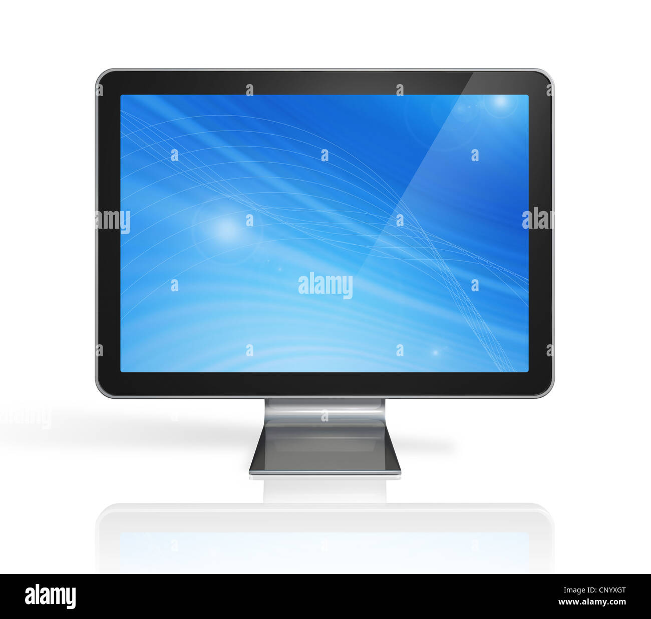 3D television, computer screen isolated on white. With 2 clipping paths ...