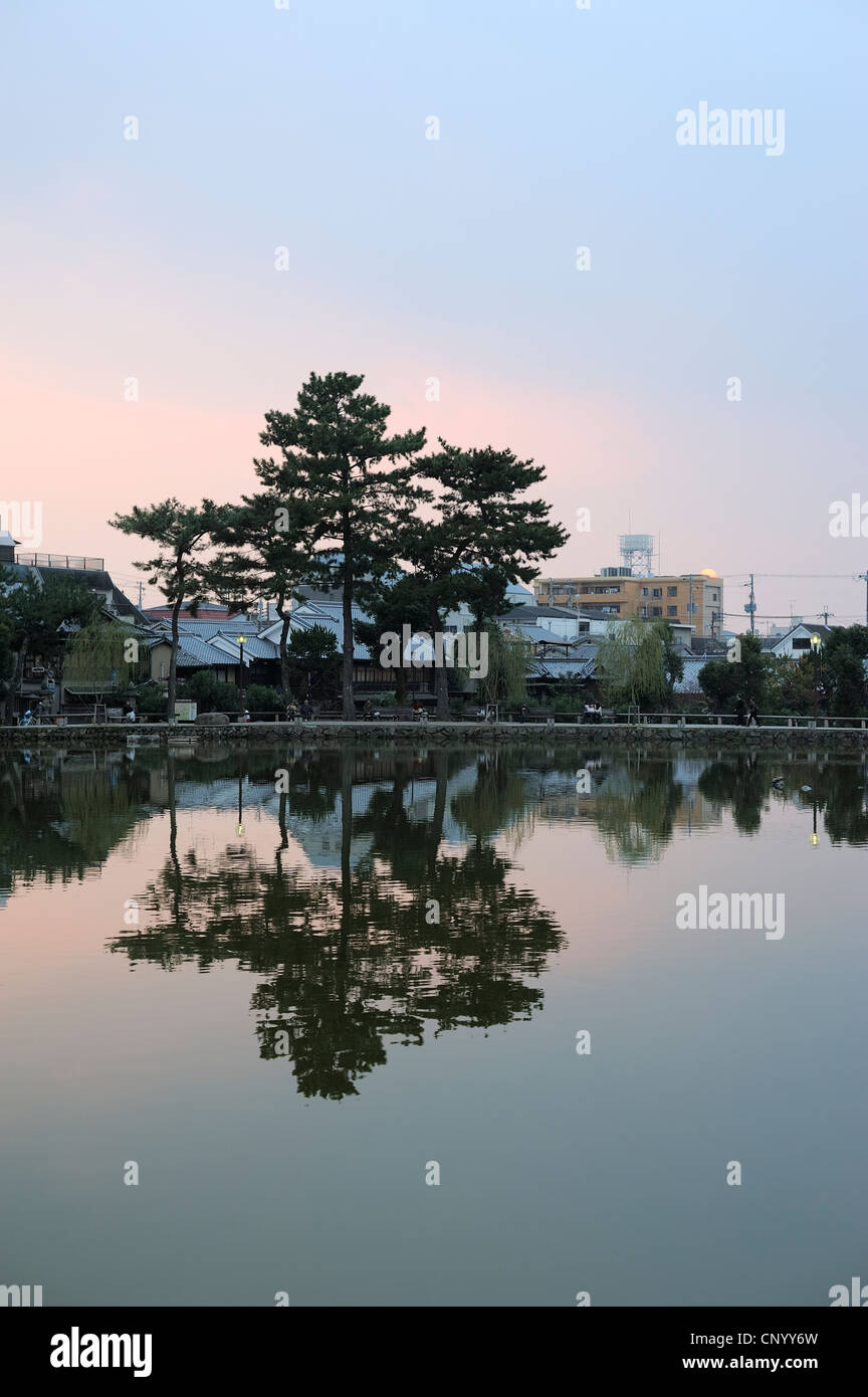 sunset at lake in Nara, Japandark Stock Photo - Alamy