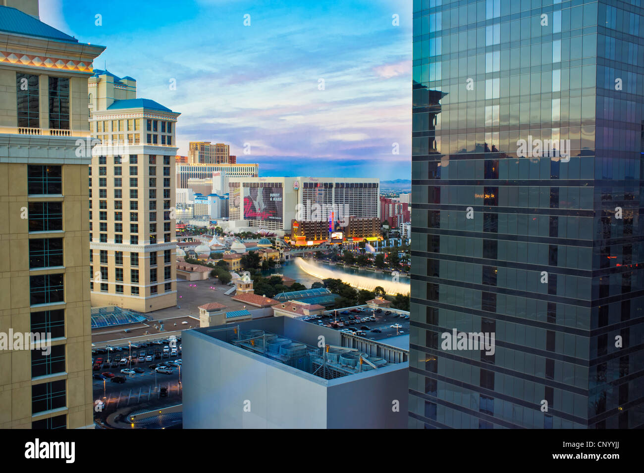 Las Vegas - View from the Vdara Hotel at the lake in front of the ...