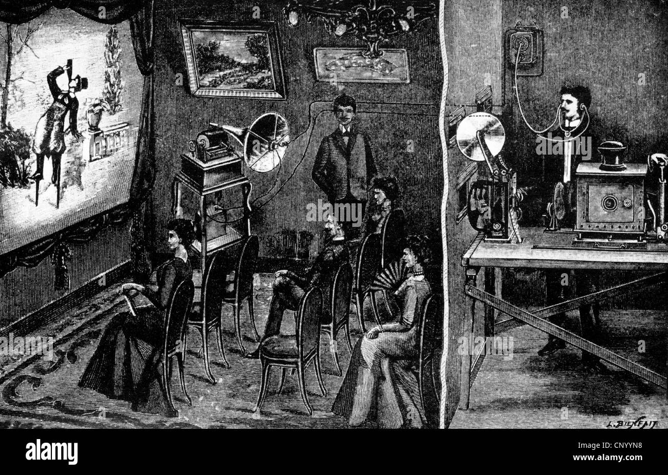 Early cinema audience Black and White Stock Photos & Images - Alamy