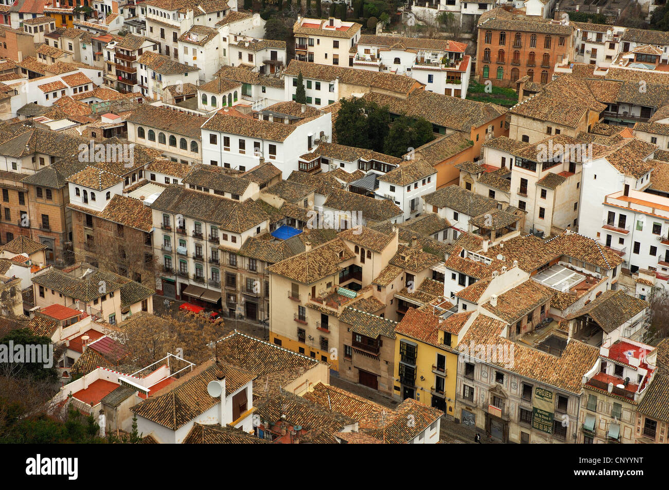 Part of the old town of Granada seen from the ramparts of the Alhambra ...