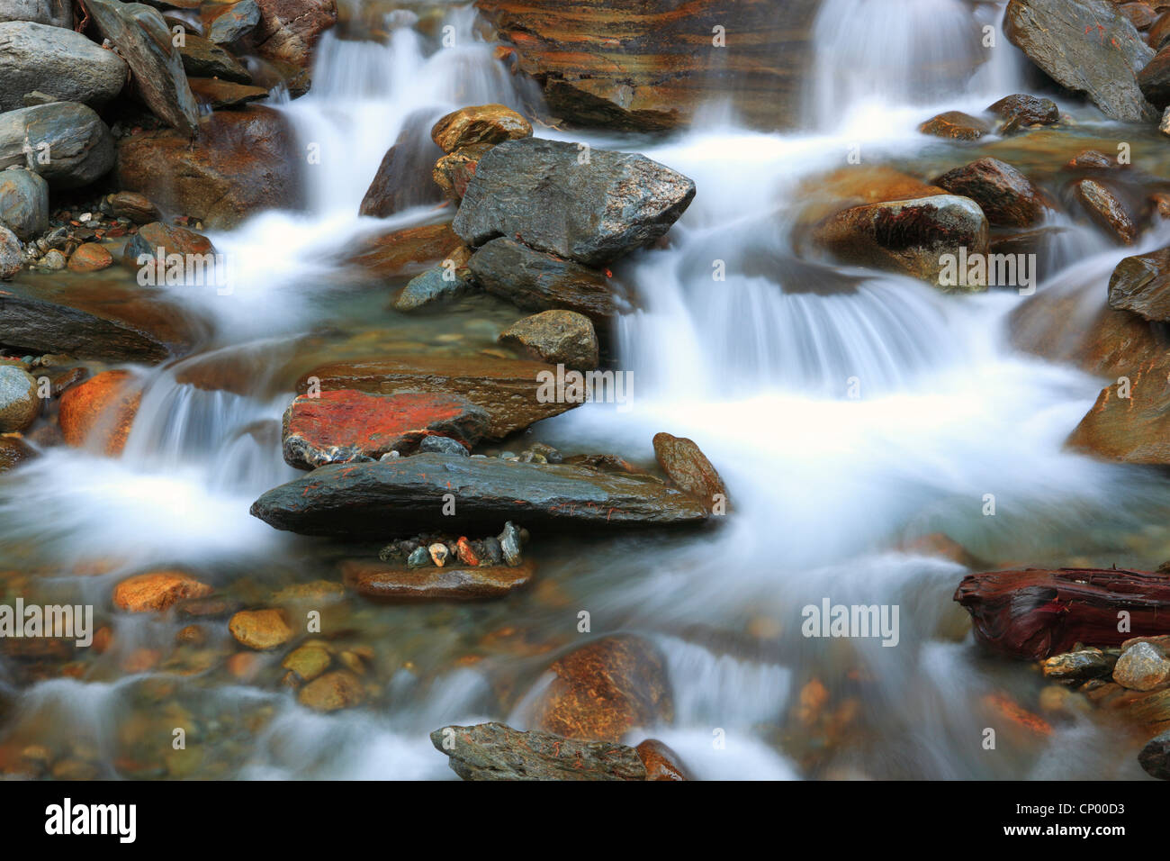 course of the river Lonza down a slope covered with bolders ...