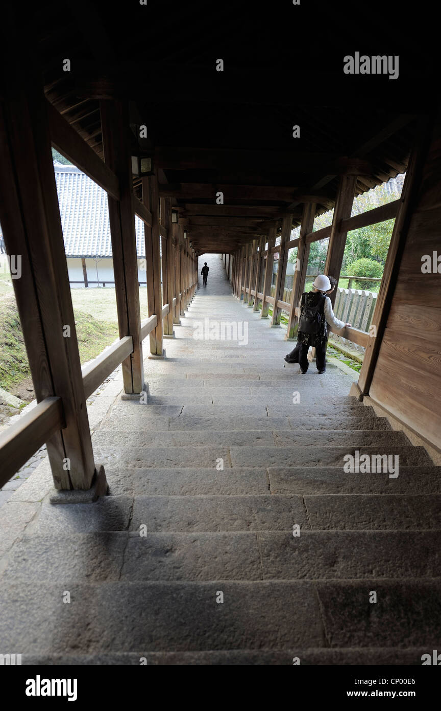 steep stairs leading down from Nigatsu-do temple, Nara, Japan Stock ...