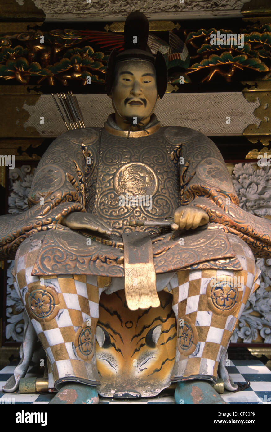 Japan, Nikko, Toshogu Shrine, Yomei-mon Gate, guardian statue Stock ...