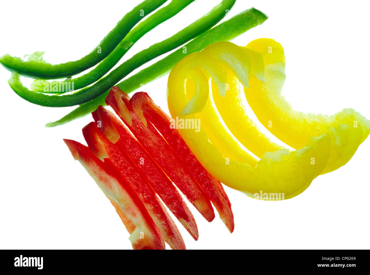 Mixed Cut Peppers White Background Stock Photo - Alamy