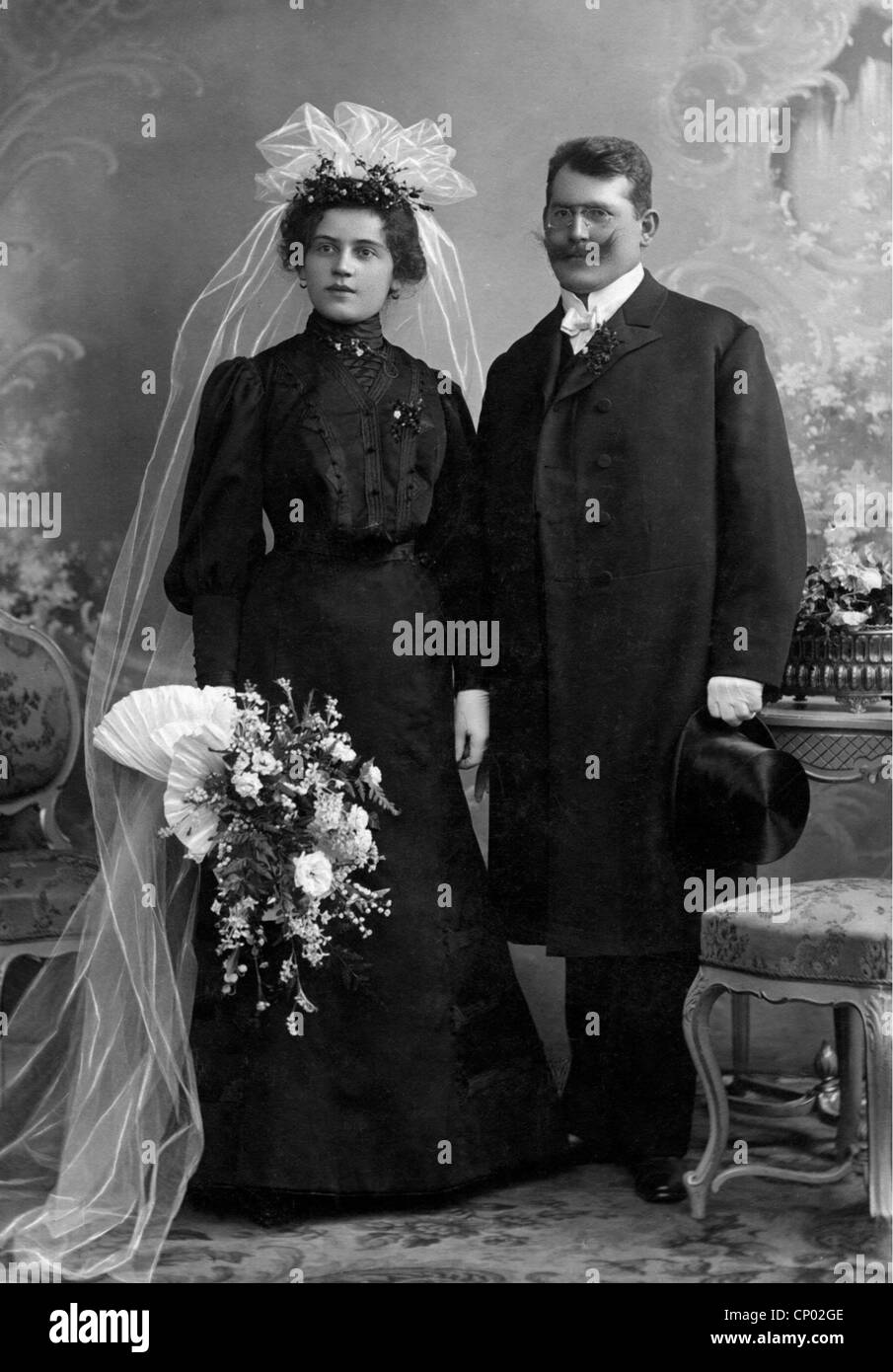 people, couple, bridal couple, photograph by F. X. Ostermayr, Munich ...