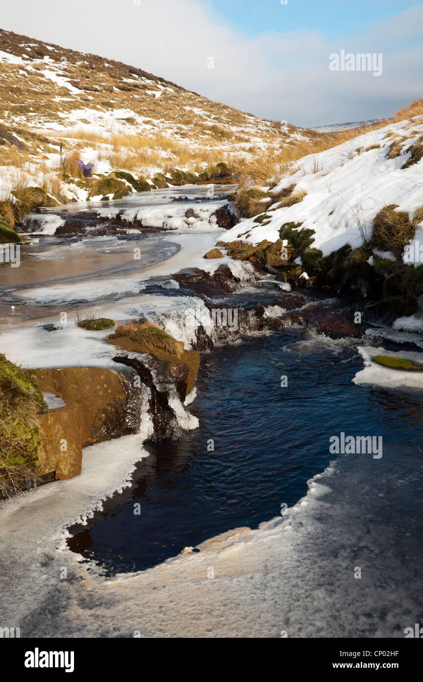 Ice in the upper reaches of Crowden Great Brook, Black Hill, Peak ...