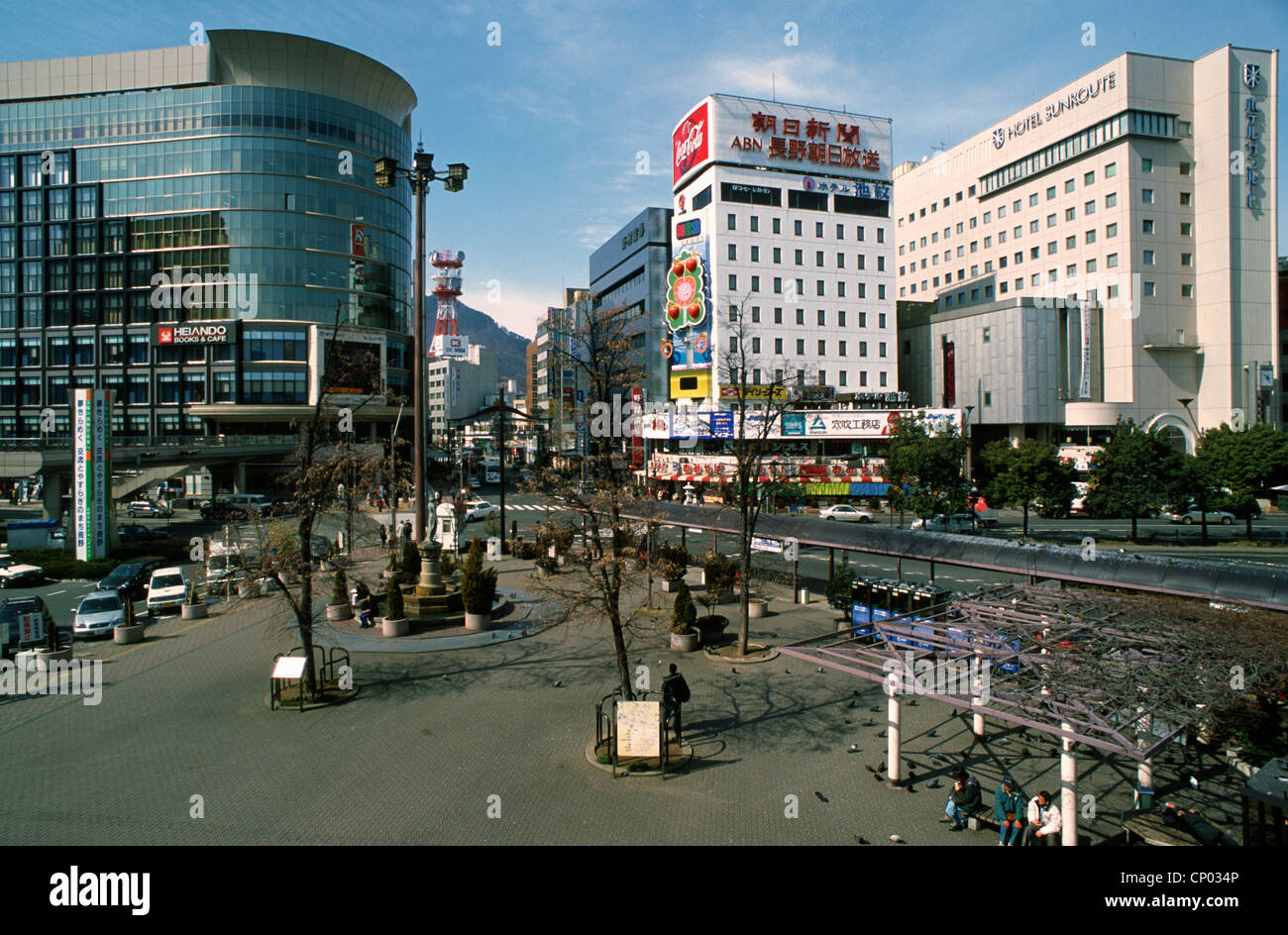 Japan, Central Honshu, Nagano, main square, street scene Stock Photo ...