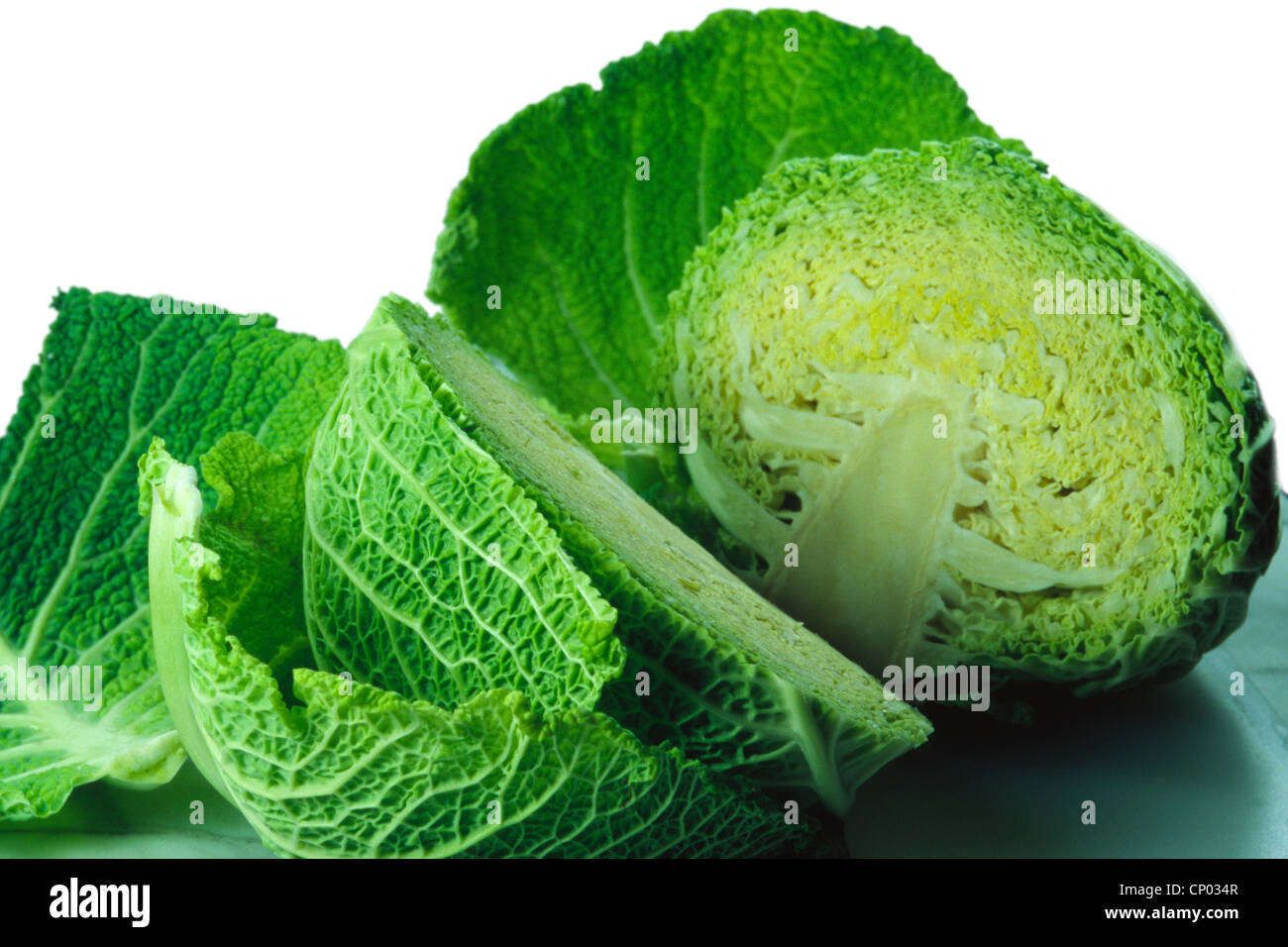 Savoy Cabbage Leaf Close up Stock Photo - Alamy