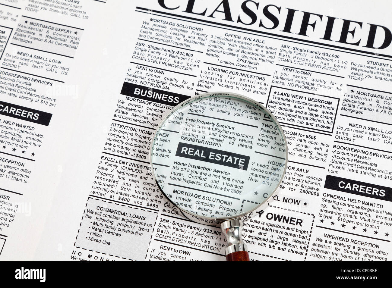 Fake Classified Ad, newspaper, real estate concept Stock Photo - Alamy