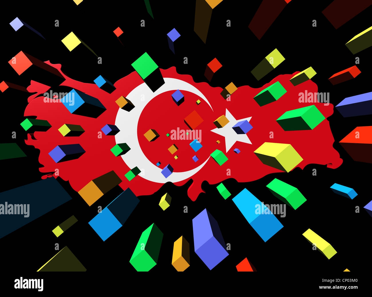 containers and Turkey map flag illustration Stock Photo - Alamy