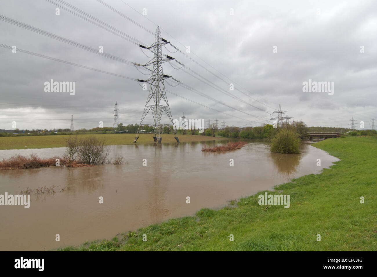 River Rother flooding at Catcliffe Stock Photo - Alamy