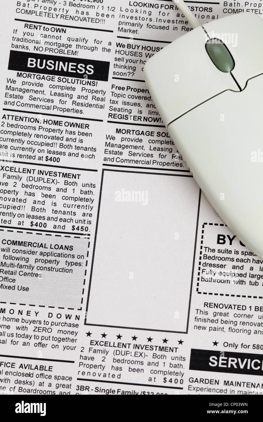 Blank classified ad newspaper business hi-res stock photography and ...