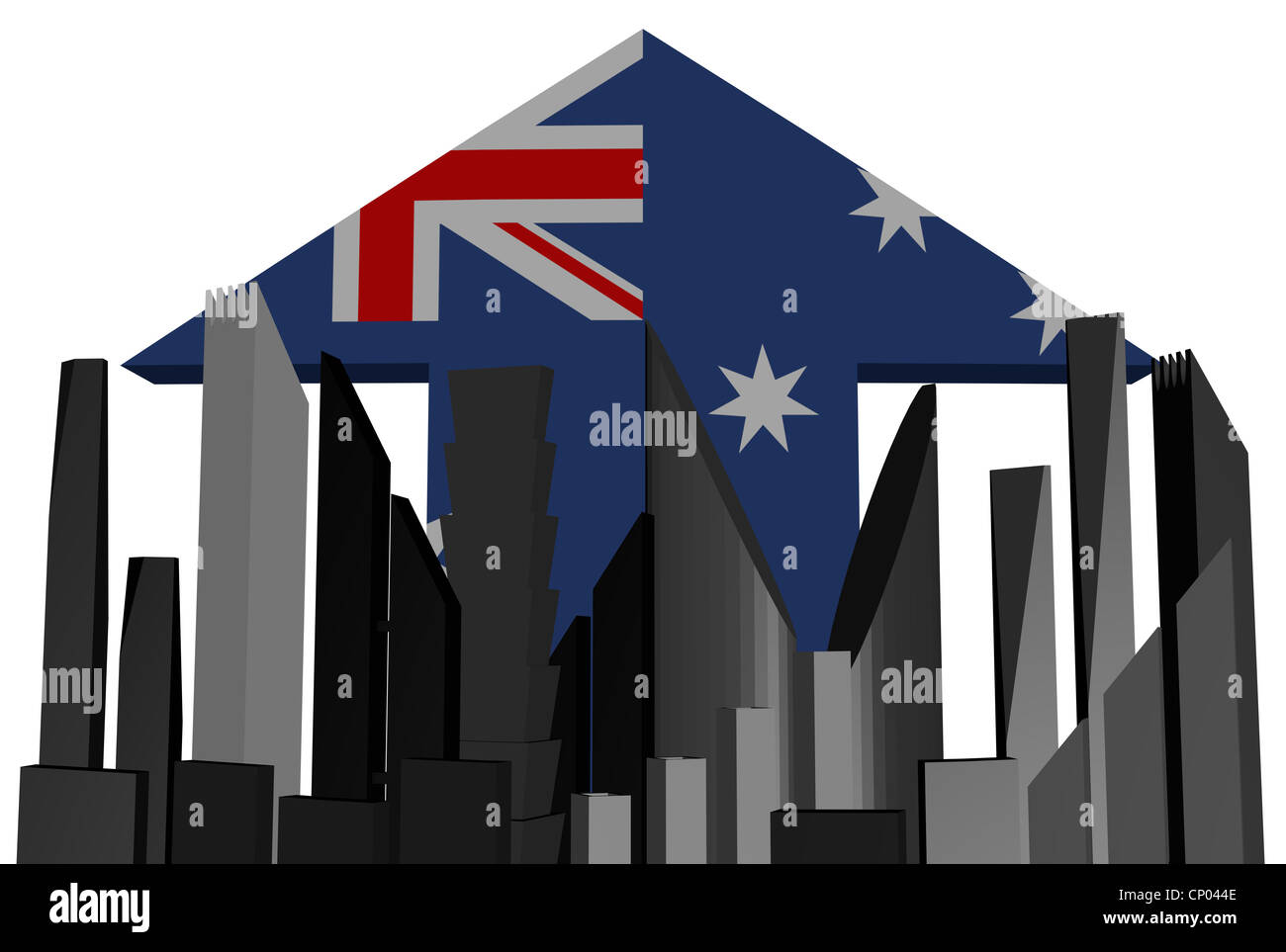 abstract skyline and Australian flag arrow illustration Stock Photo - Alamy