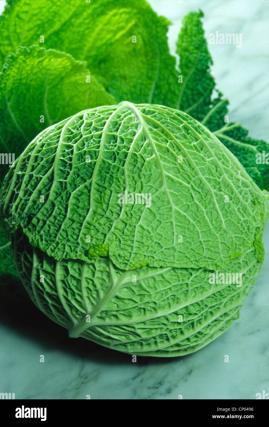 Savoy Cabbage Leaf Close up Stock Photo - Alamy