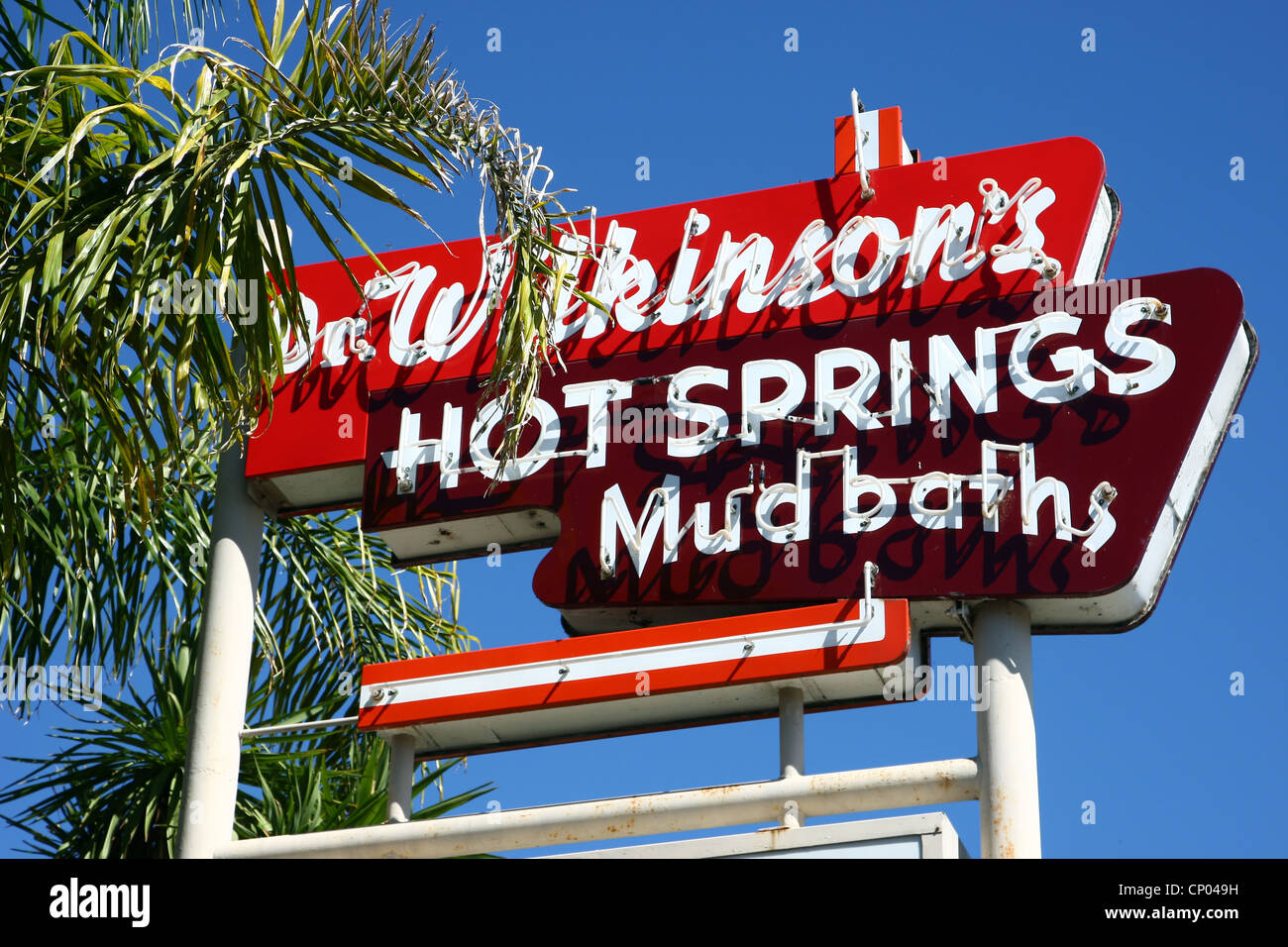 DR. WILKINSONS HOT SPRINGS HOTEL NEON SIGN 06 October 2011 Stock Photo ...
