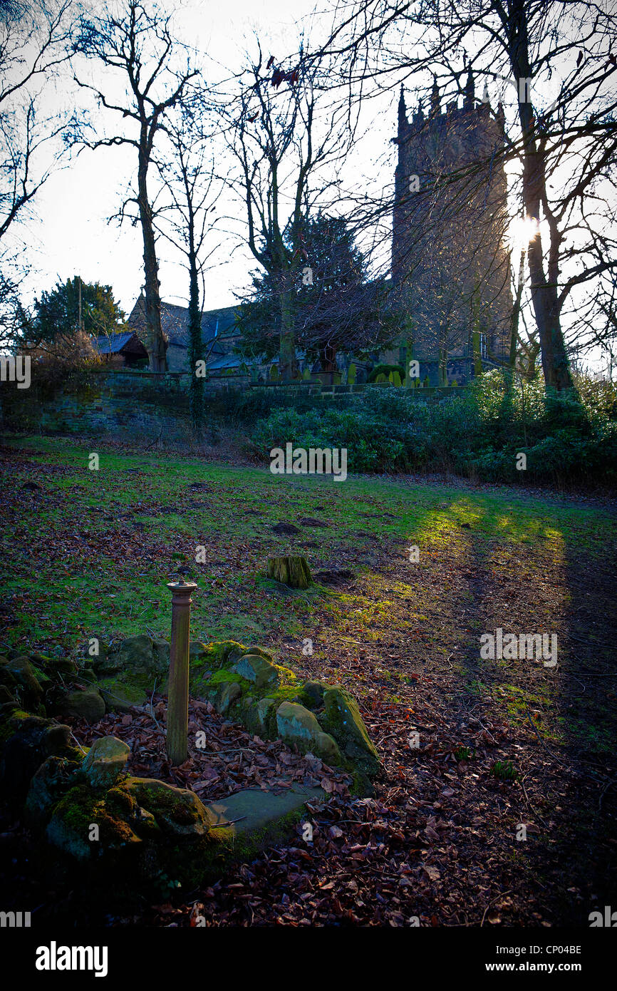 Looking up towards St Mary's Church from Lymm Dam, Lymm, Cheshire ...