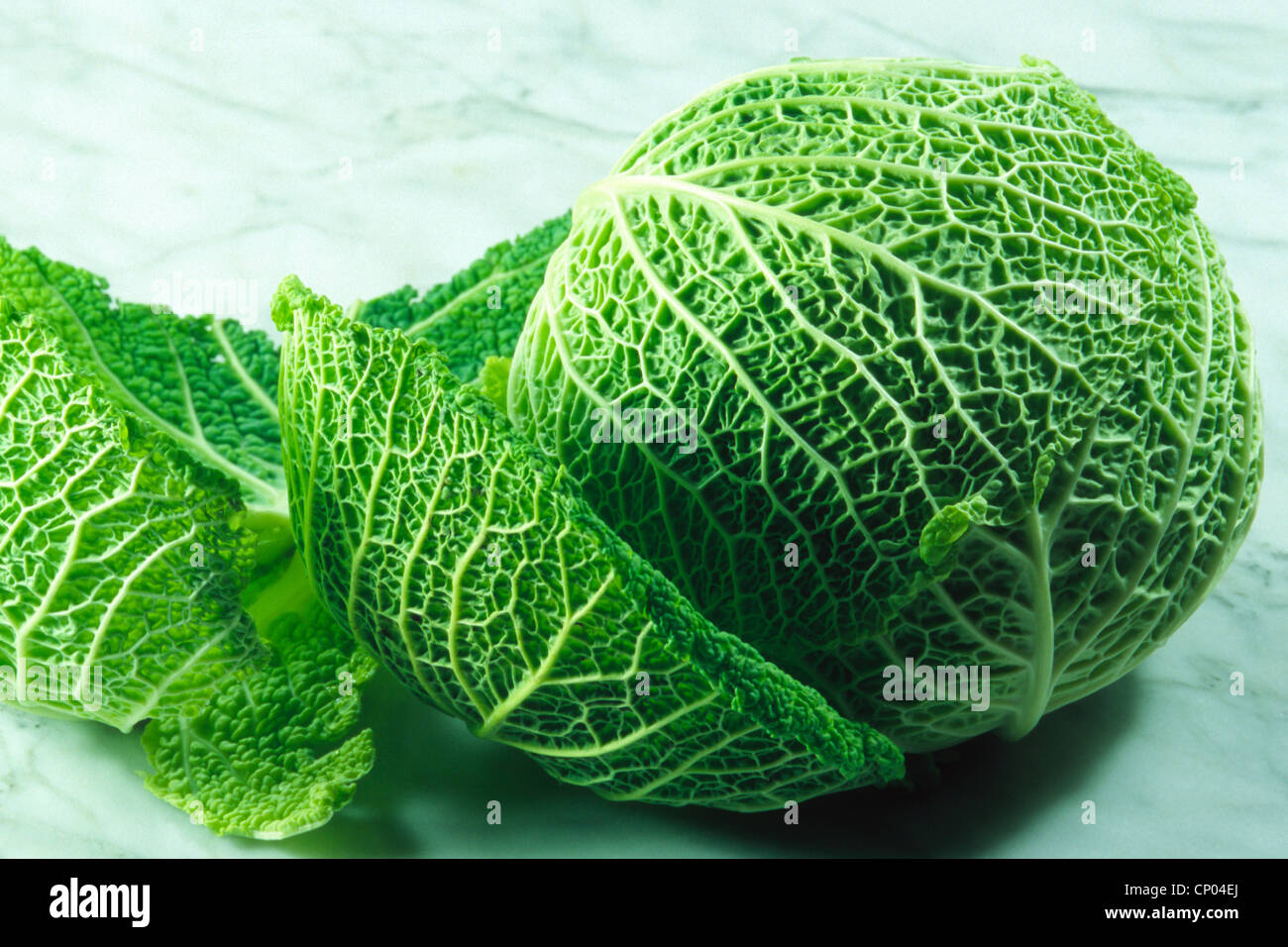 Savoy Cabbage Leaf Close up Stock Photo - Alamy
