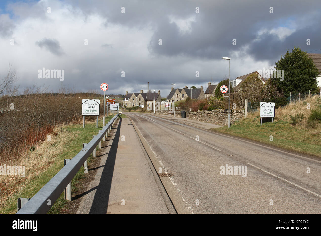 Welcome to Lairg sign Scotland March 2012 Stock Photo - Alamy