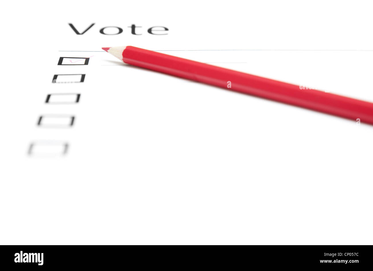 Voting bulletin with red pencil to make choice Stock Photo - Alamy