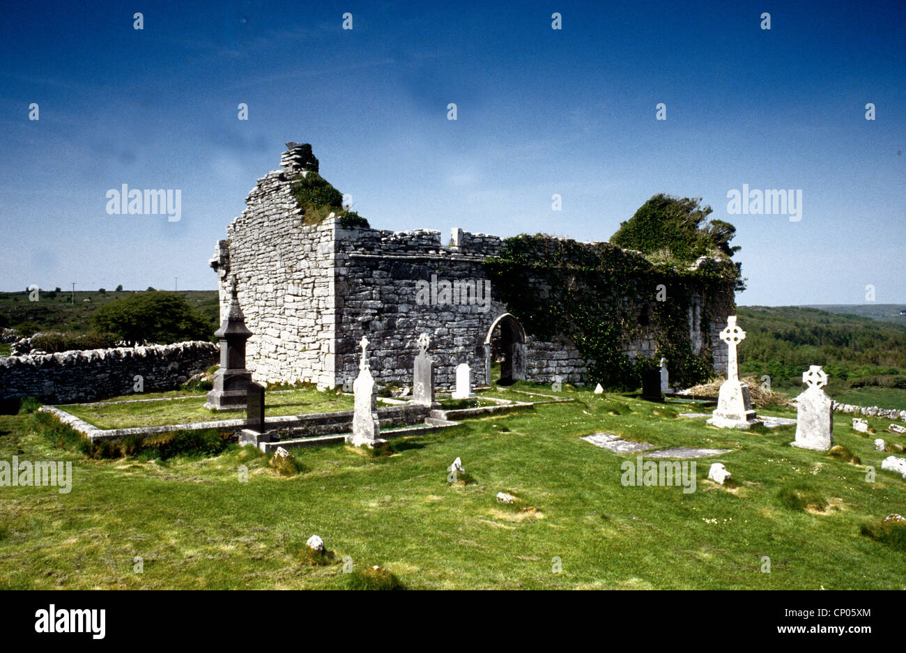 A ruined 13th century church at Carron The Burren Co Clare Ireland ...