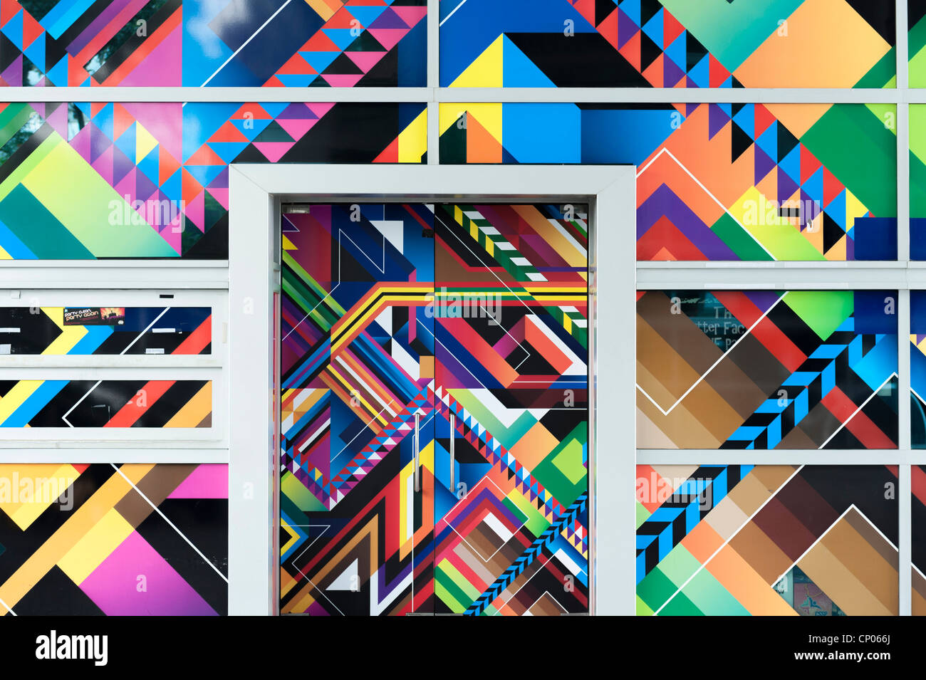 Colorful abstract art decorated walls and door Stock Photo - Alamy