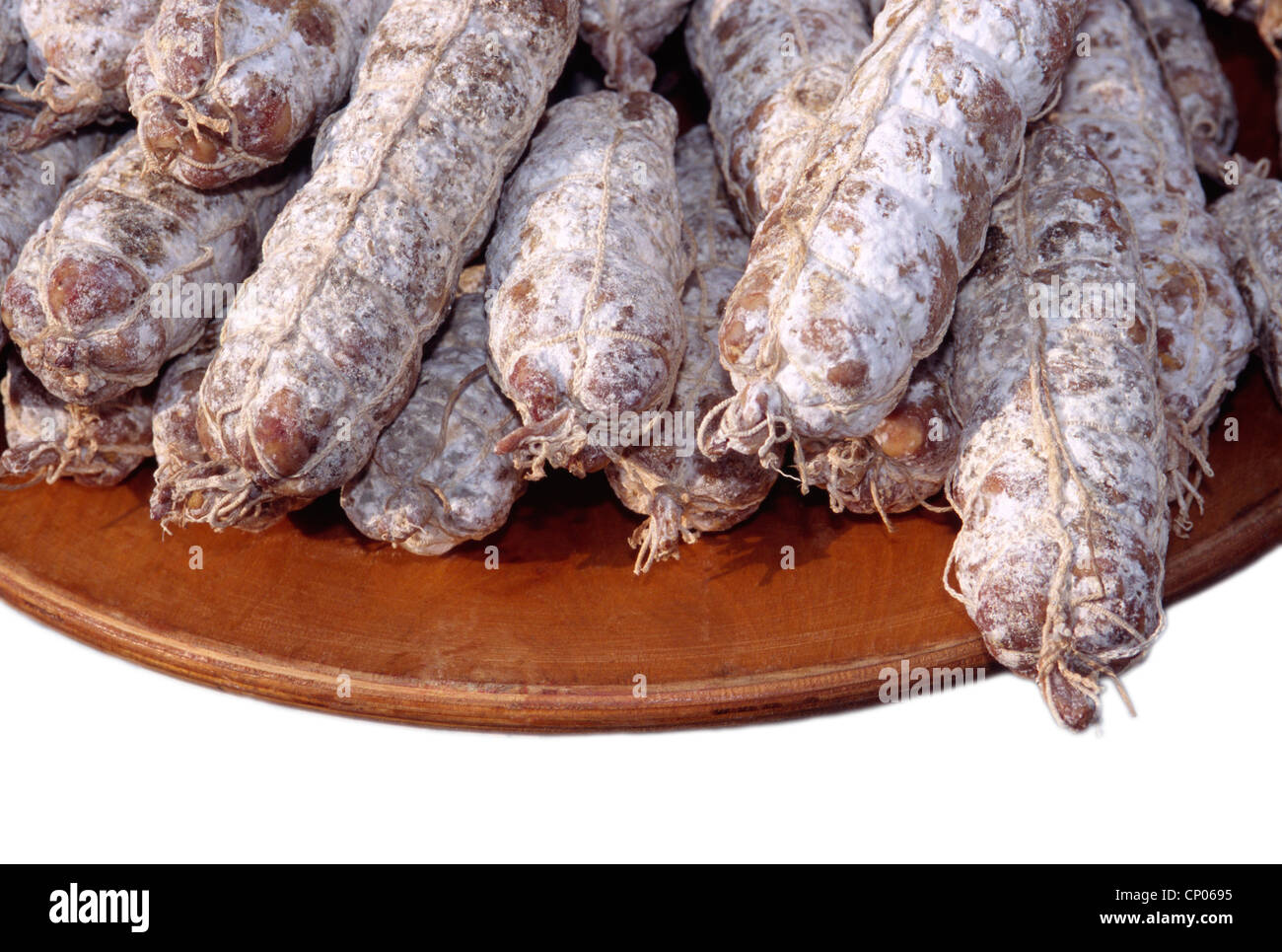 Italy Salami White Background Stock Photo - Alamy