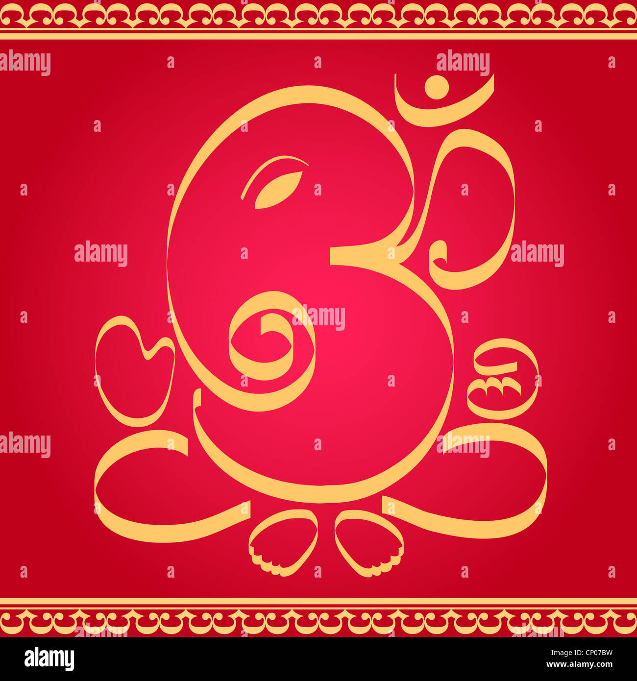 Indian God OM Ganesha design with artistic border Stock Photo - Alamy