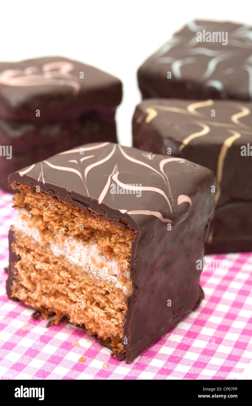 Chocolate Coated Gingerbread Cake With Cream Stock Photo - Alamy