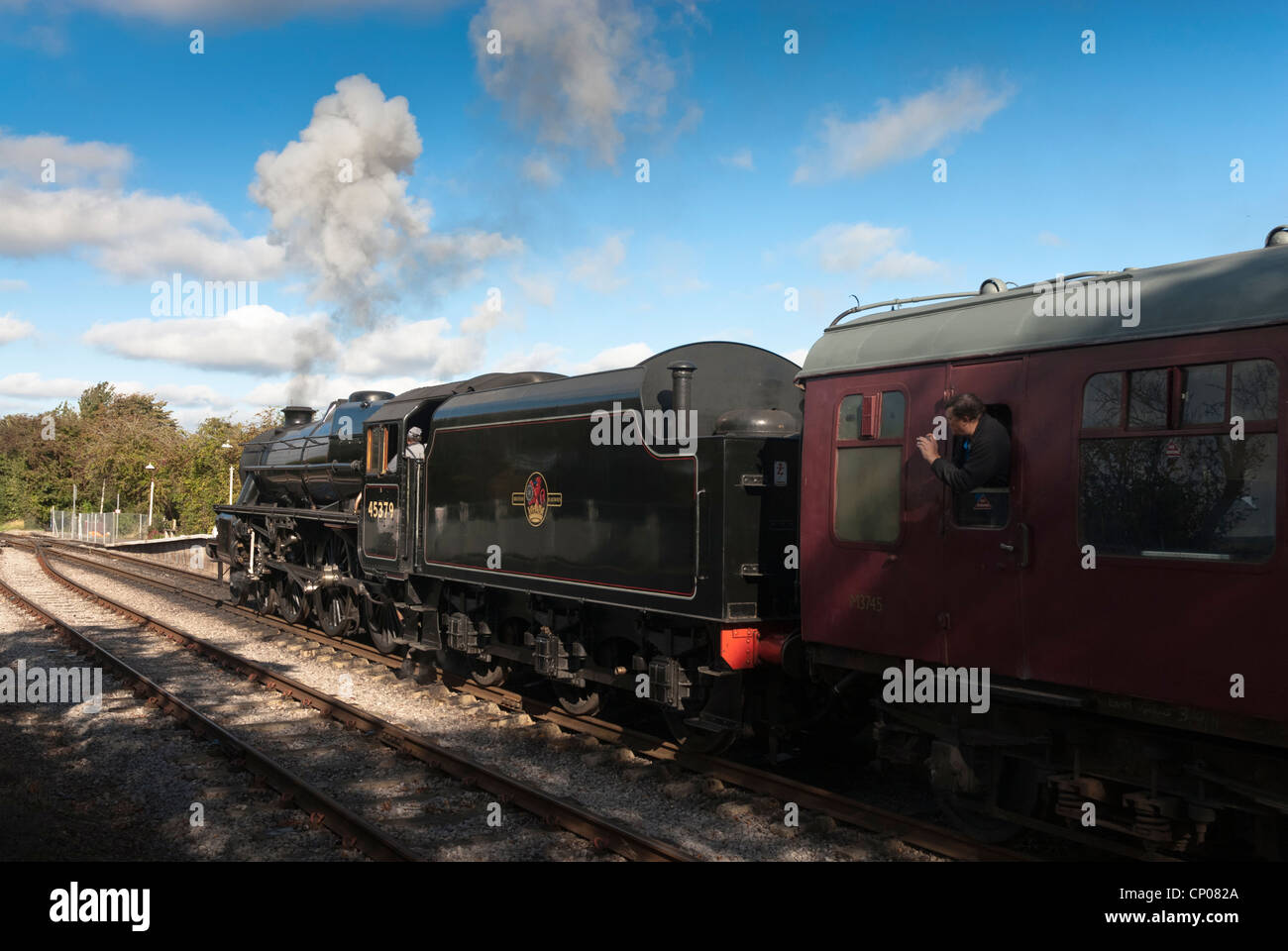 A black 5 (5MT) number 45379 William Stanier designed steam locomotive ...