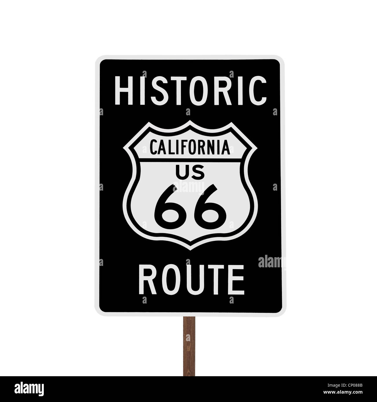 Historic California US Route 66 road sign isolated Stock Photo - Alamy