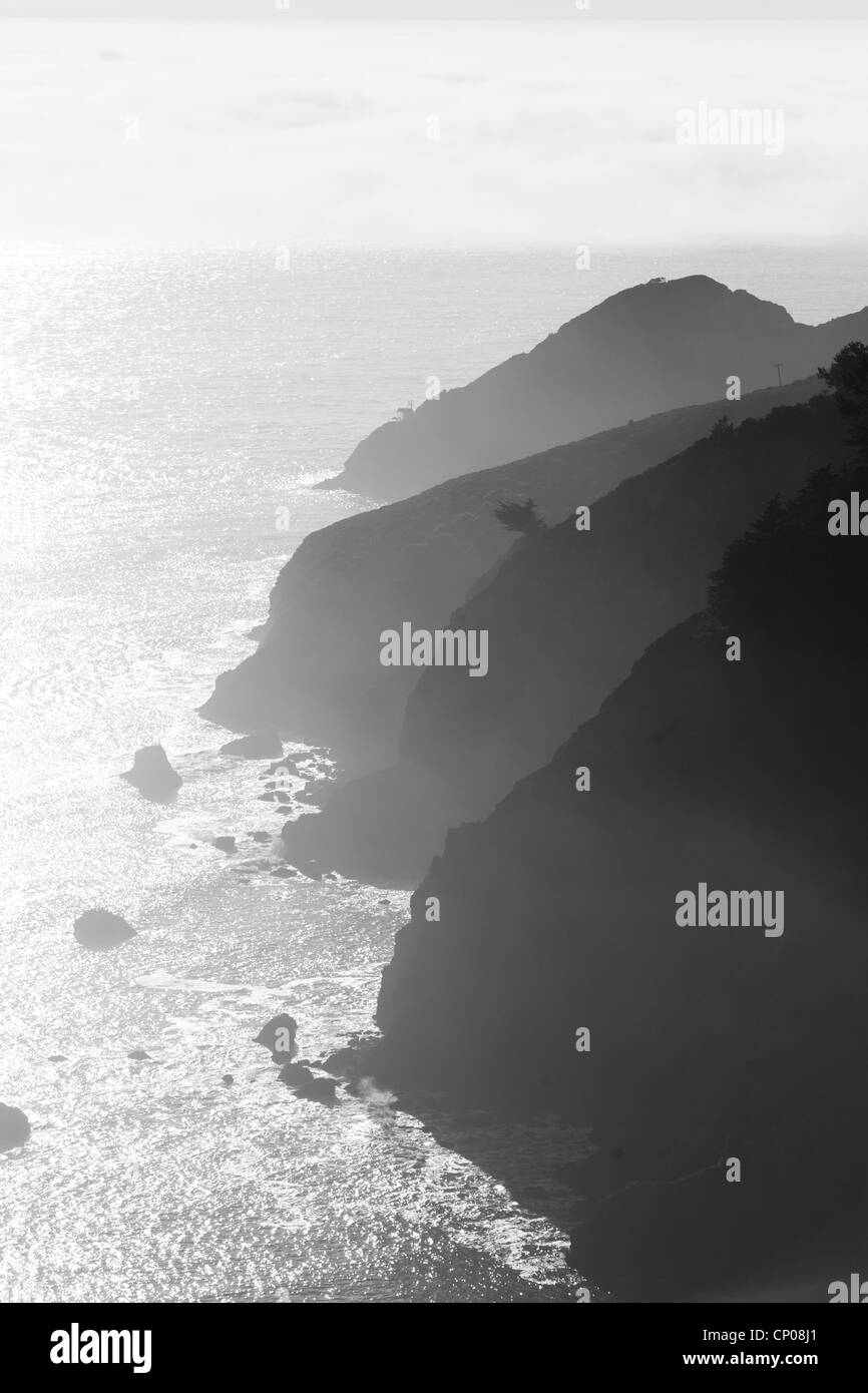 Foggy Cliff on the Pacific Coast Stock Photo - Alamy