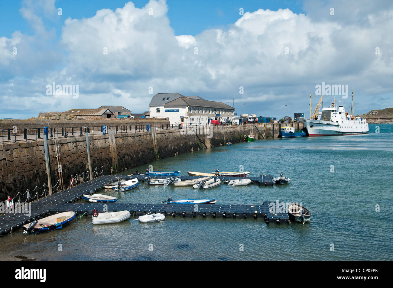Hugh Town Harbour with the Scillonian III Ferry Moored alongside Isles ...