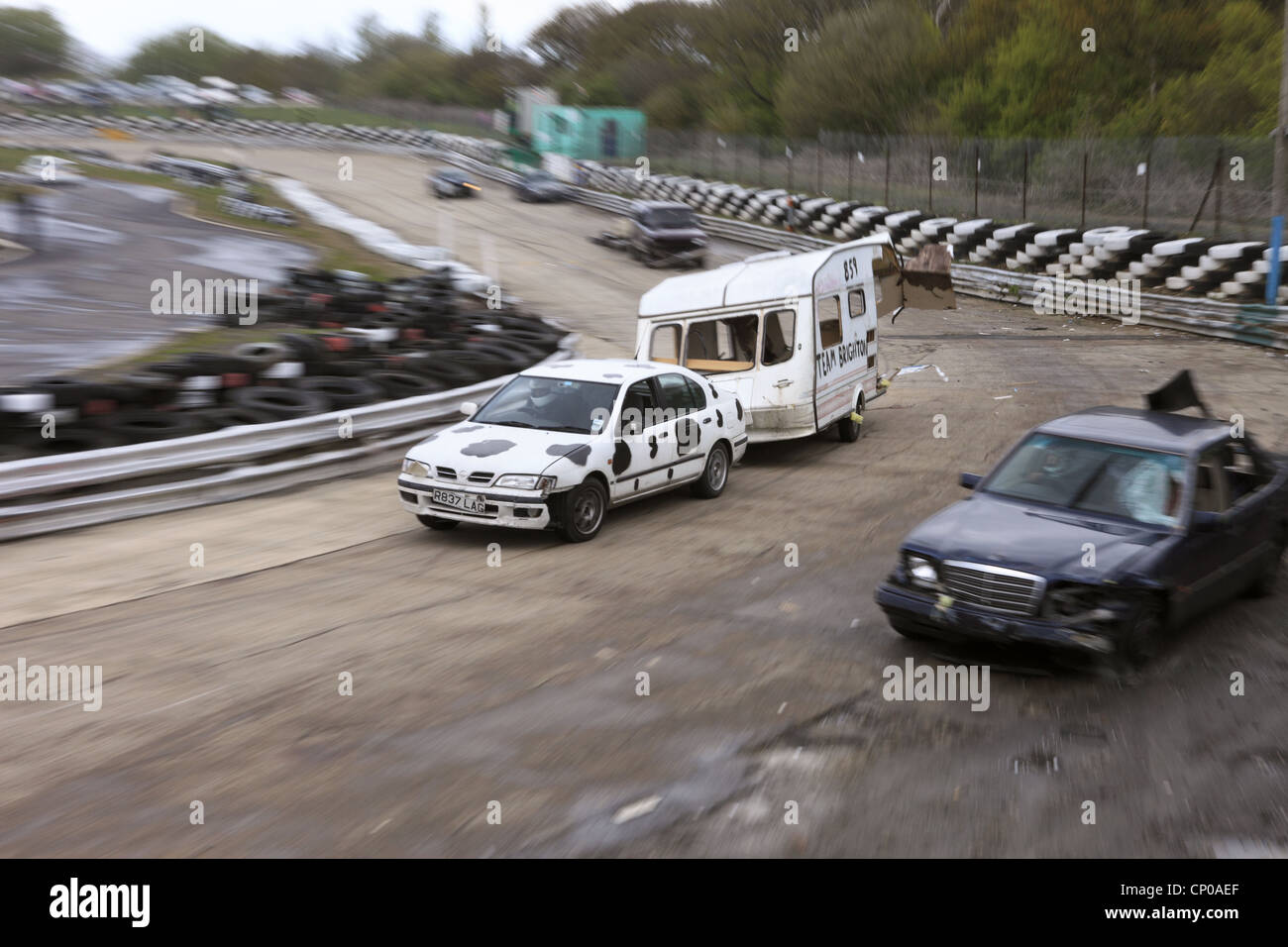 Caravan chase, demolition derby, at Angmering Raceway, West Sussex ...