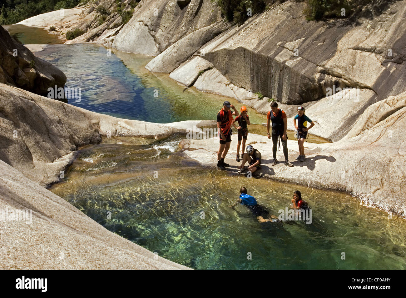 canyoning the Purcaraccia, Bavella mountains, France, Corsica Stock ...
