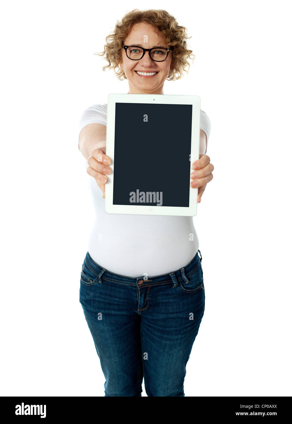 Beautiful lady looking tablet screen hi-res stock photography and ...
