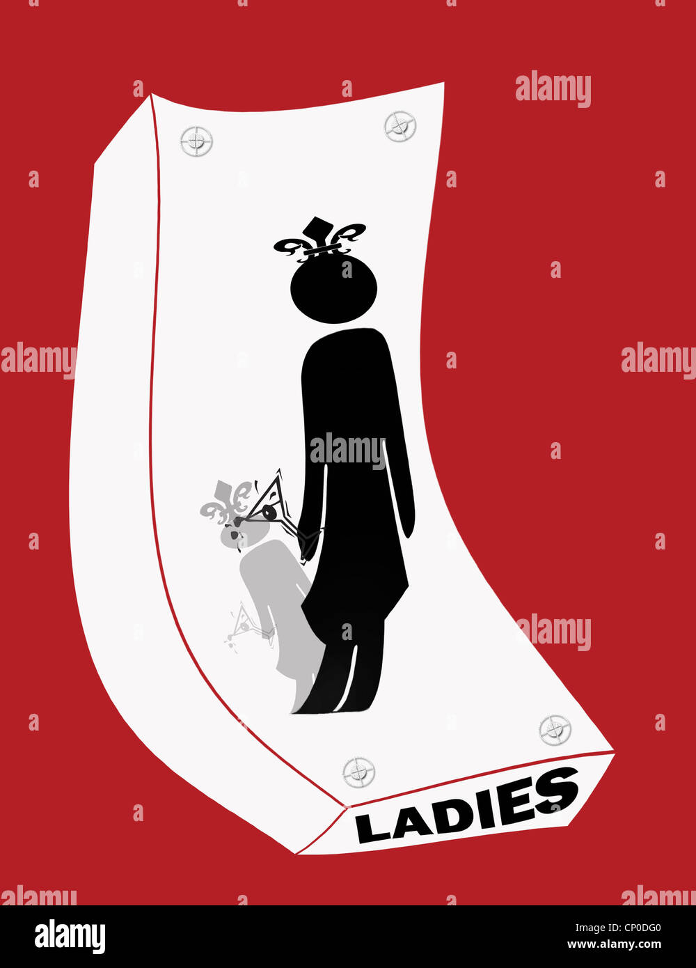 Festive Christmas ladies restroom sign Stock Photo - Alamy