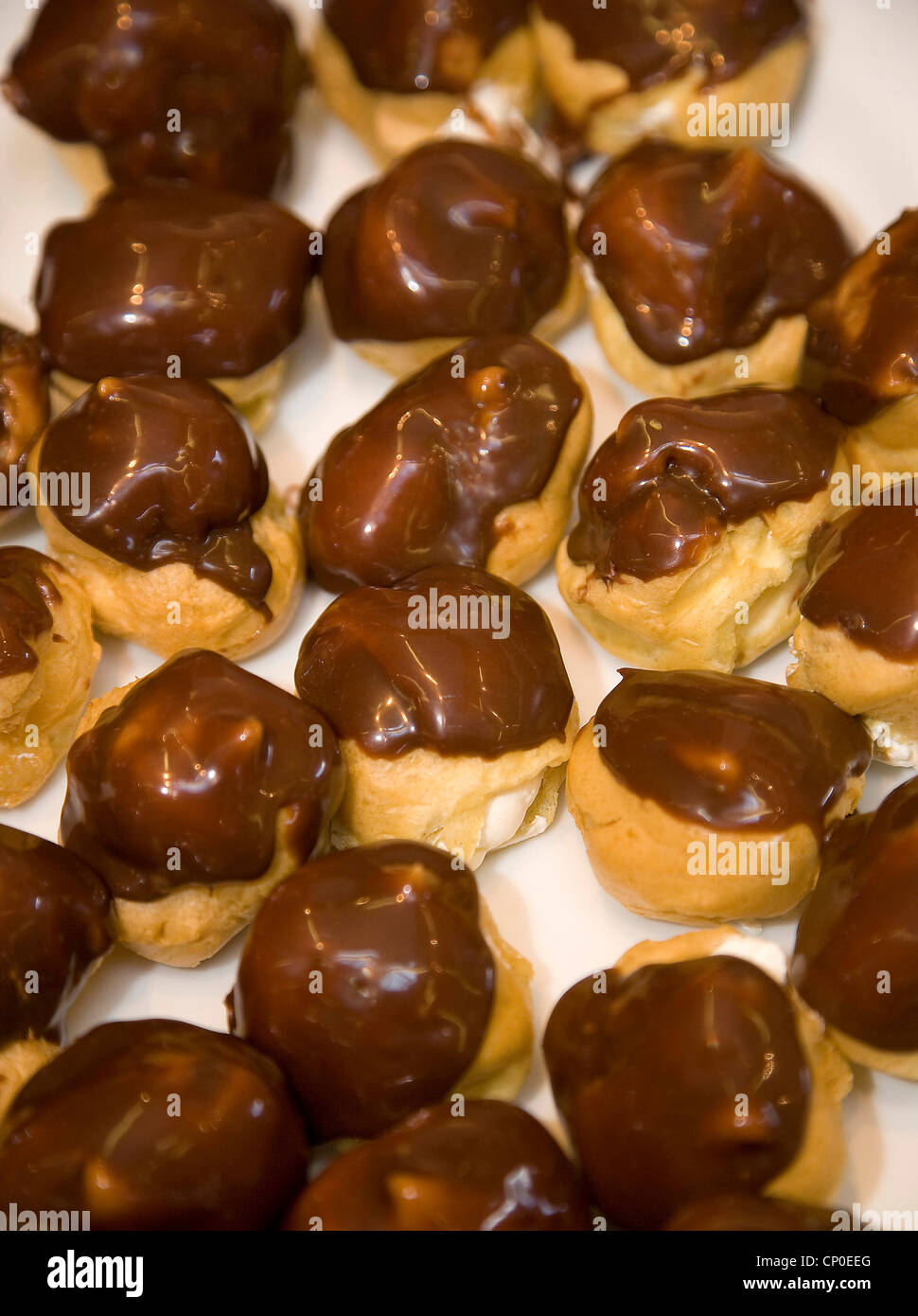 Chocolate Profiteroles Sweet food confection Stock Photo - Alamy