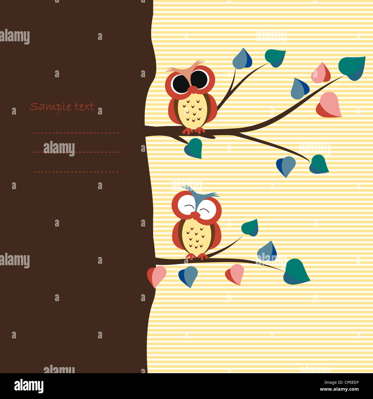 Owls tree illustration hi-res stock photography and images - Alamy
