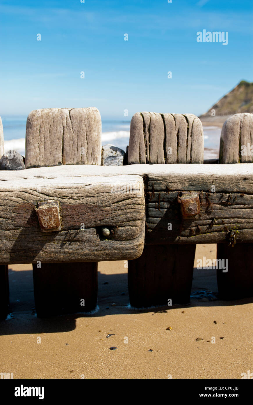Coastal timber groynes on Cromer beach, Norfolk, England, UK Stock ...