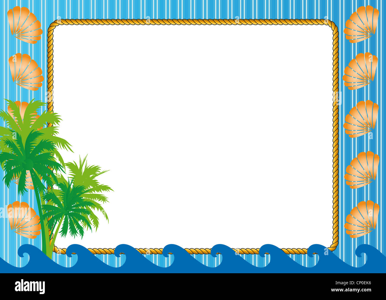 Tropical frame with sea, palms and waves Stock Photo - Alamy