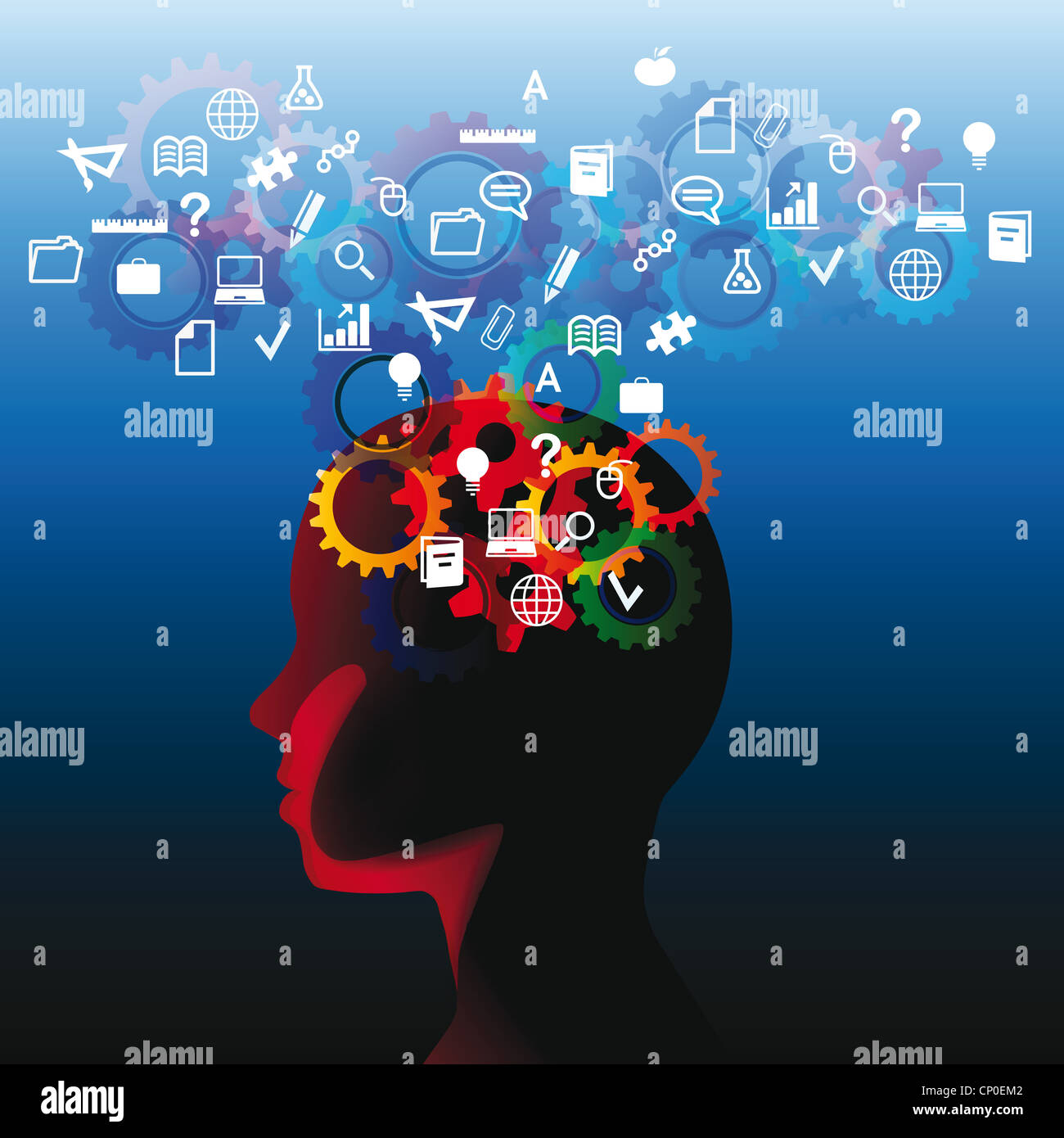 Human head with many question, thinking abstract Stock Photo - Alamy