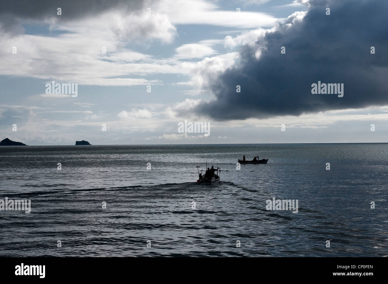 fishermen heading to sea,storm in Torbay,Devon,fishing boat leaving ...