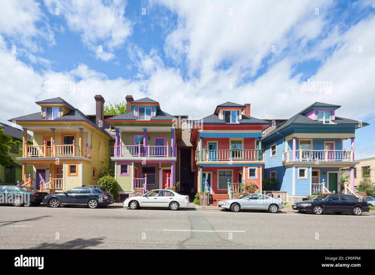 Colourful townhouses portland hi-res stock photography and images - Alamy