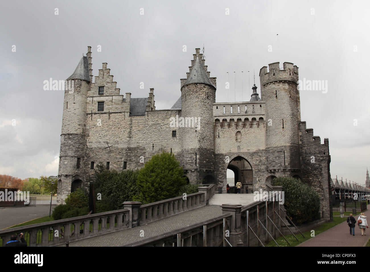 Belgium. Anwerpen. Castle and sculpture Het Steen (The Stone Stock ...