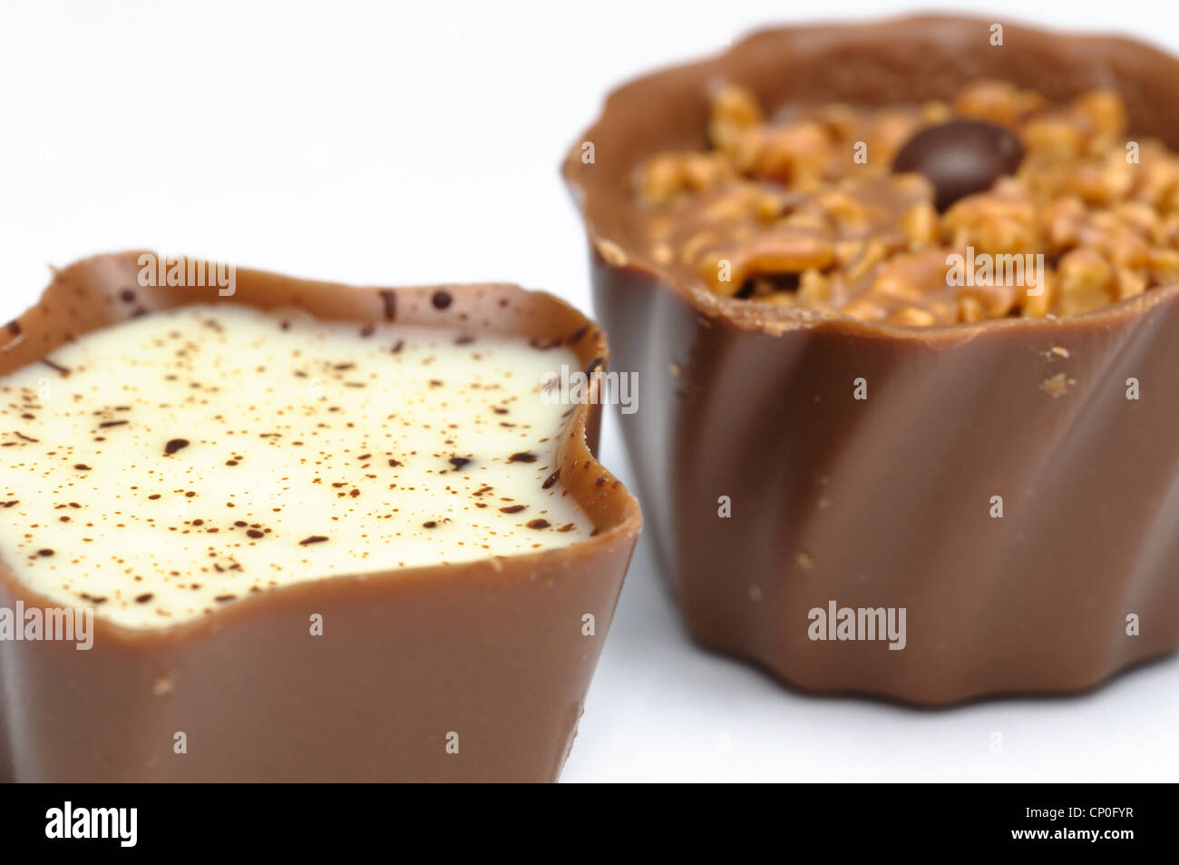 Homemade chocolate candies on a white background Stock Photo - Alamy