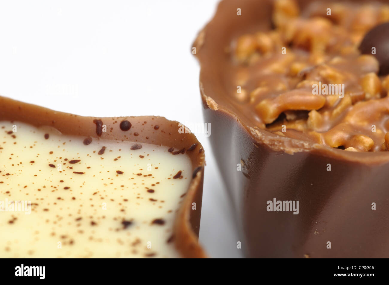 Homemade chocolate candies on a white background Stock Photo - Alamy