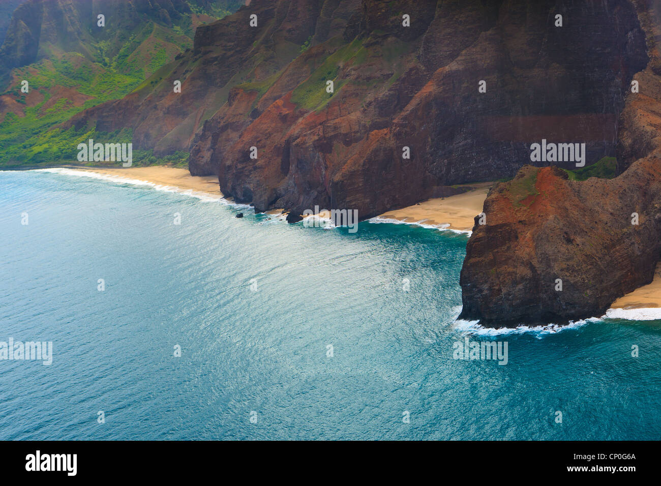 Helicopter view over Napali coastline. Kauai, Hawaii Stock Photo - Alamy