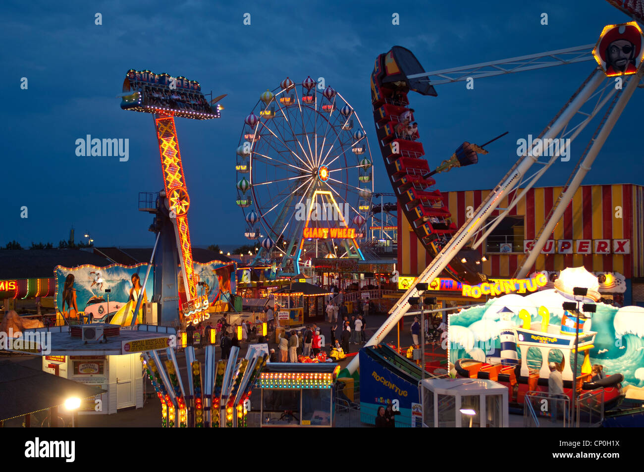 Skegness fairground at night. Lincolnshire. England UK Stock Photo ...