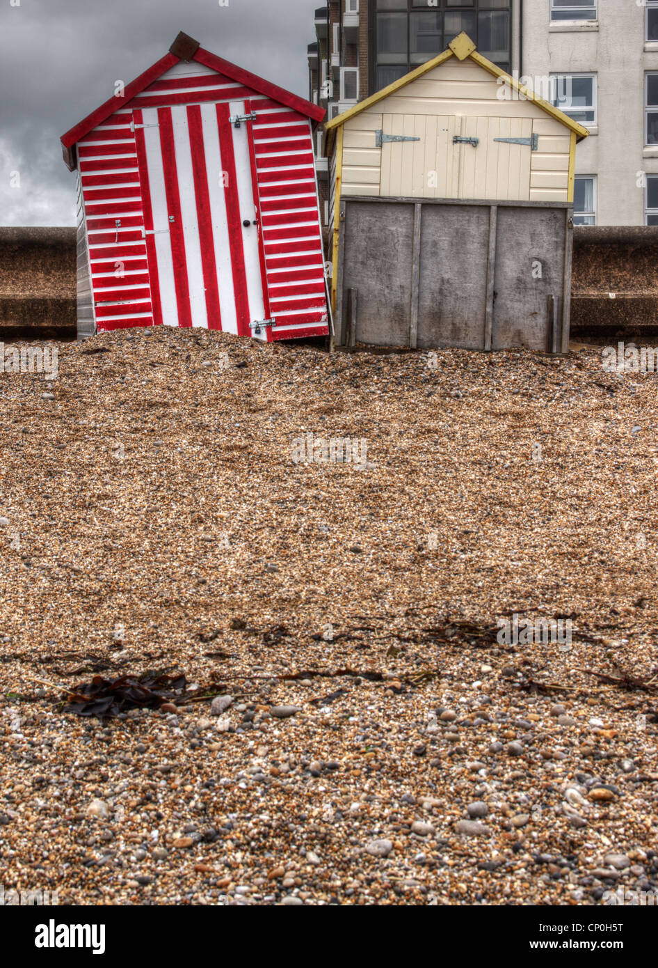 Storm damage beach huts hi-res stock photography and images - Alamy